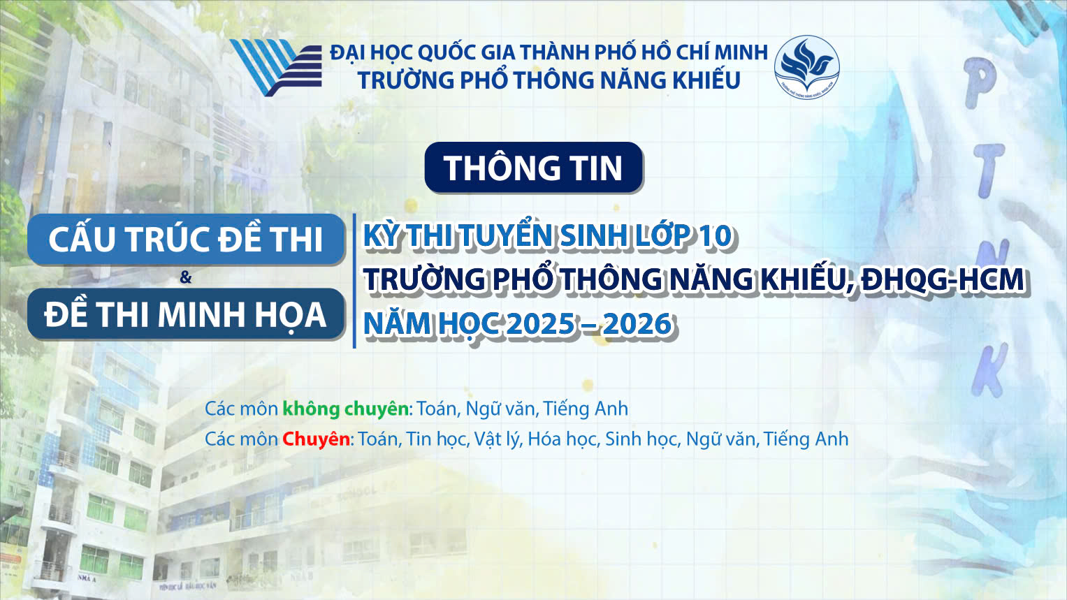 TUYỂN SINH PTNK - Phổ thông năng khiếu